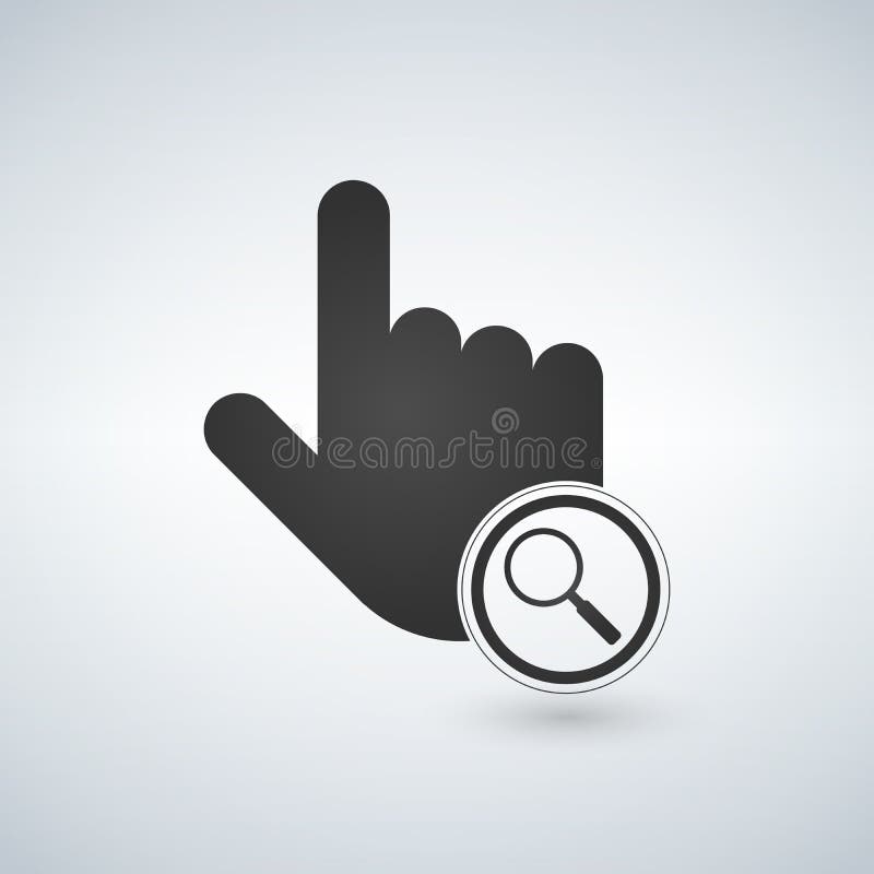 Illustration of an Isolated Pointing Hand Mouse Cursor with a Magnifier ...