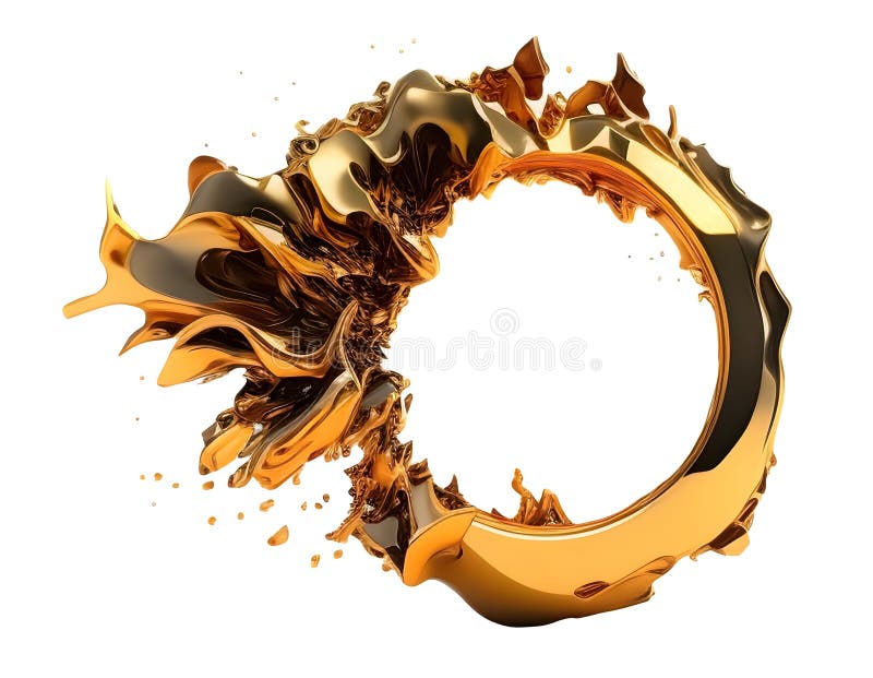 Gold Ring Explosion, Metallic Splashes. AI Generated Stock Illustration ...