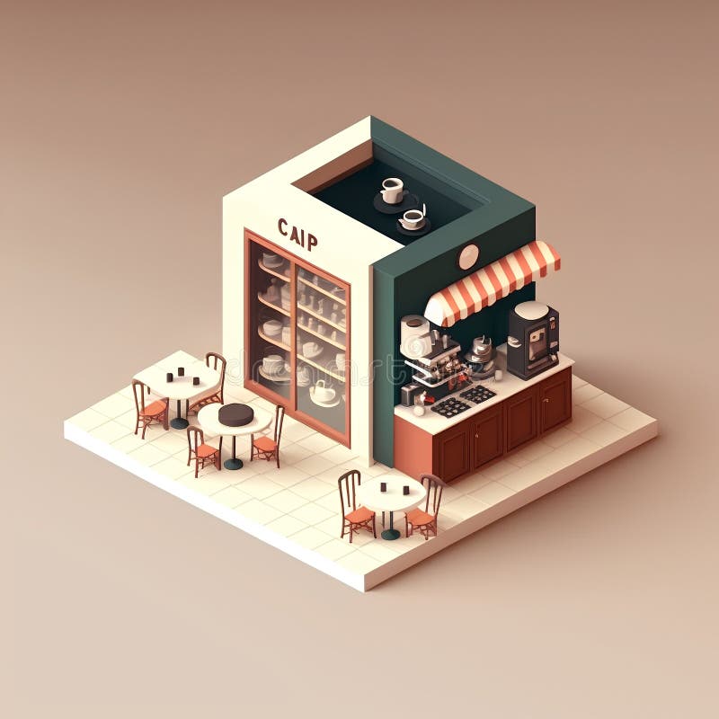 Illustration of Isometric Coffee Shop in Isometric 3d Graphic Stock ...