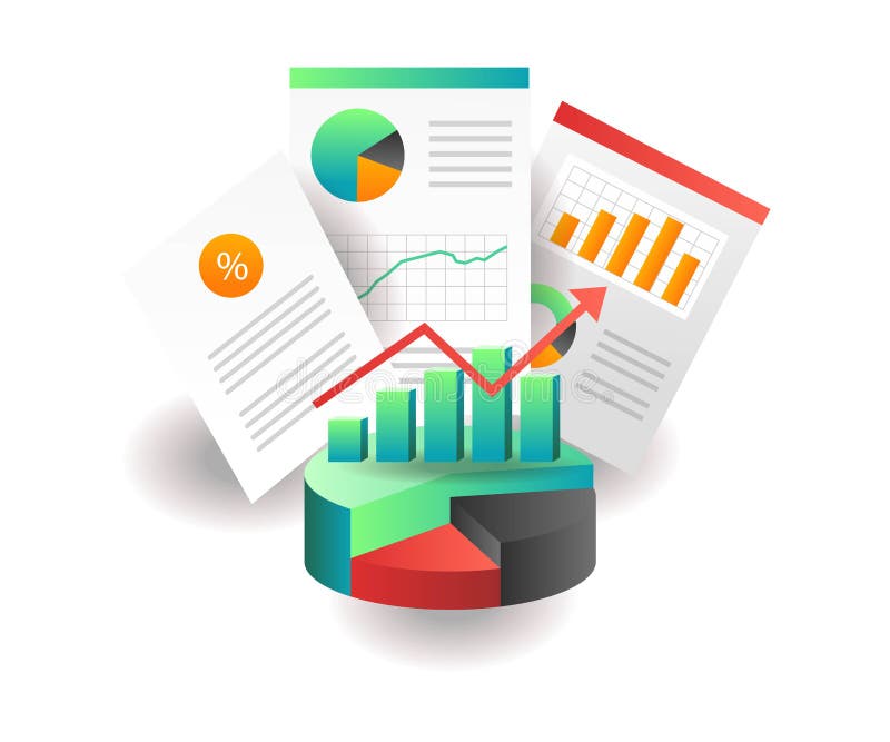 Illustration Isometric Concept. Business Company Analyst Data Sheet ...