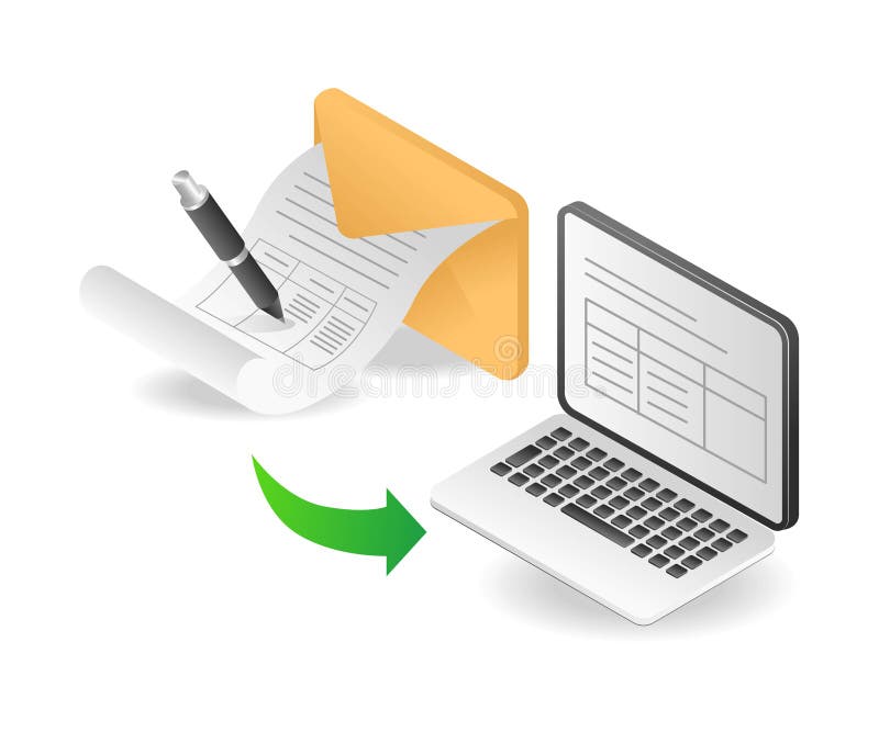 Illustration Isometric Concept Filling Email Form Stock Illustration ...