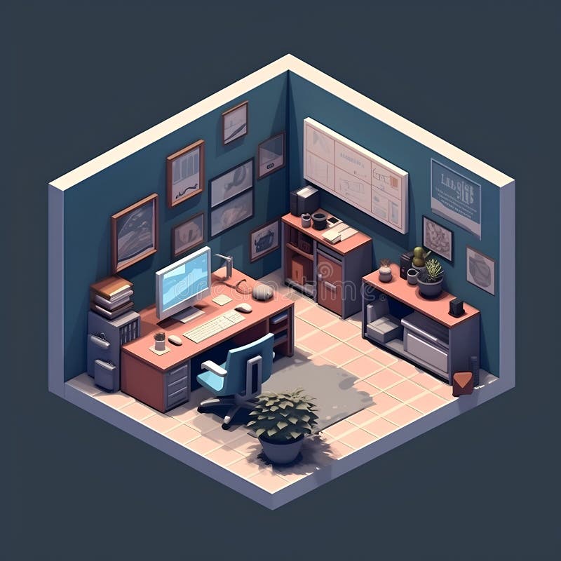 Illustration of Isometric Office Interior in Isometric 3d Graphic Stock ...