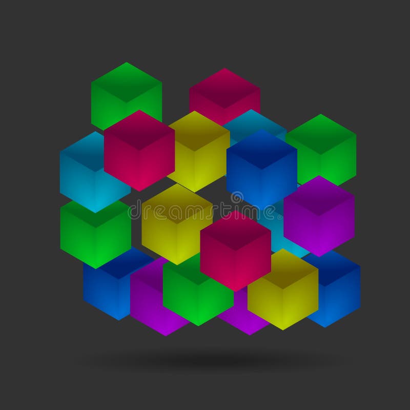 Isometric Color Cubes on the Black Background Stock Vector ...