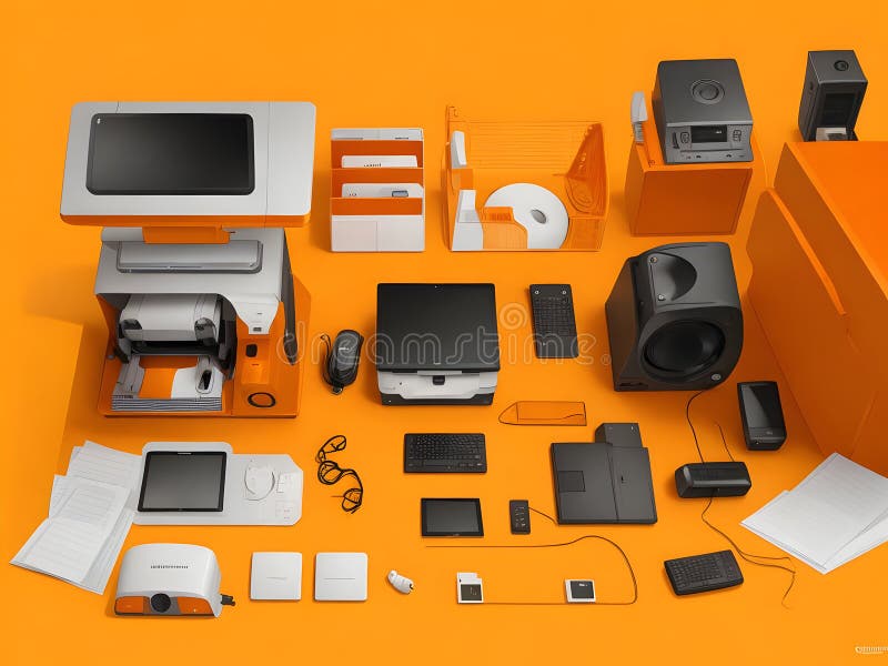 Illustration Isometry Office and Workplace.Carriers Stock Illustration ...