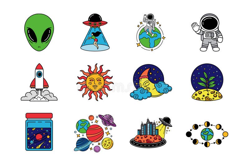 Illustration Items of Spaceship Alien in the Galaxy Stock Vector ...