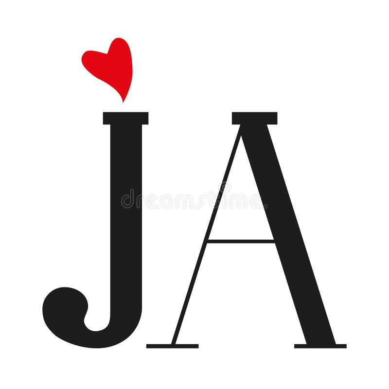 Illustration of J and a Initial Letters with a Heart Isolated on a ...