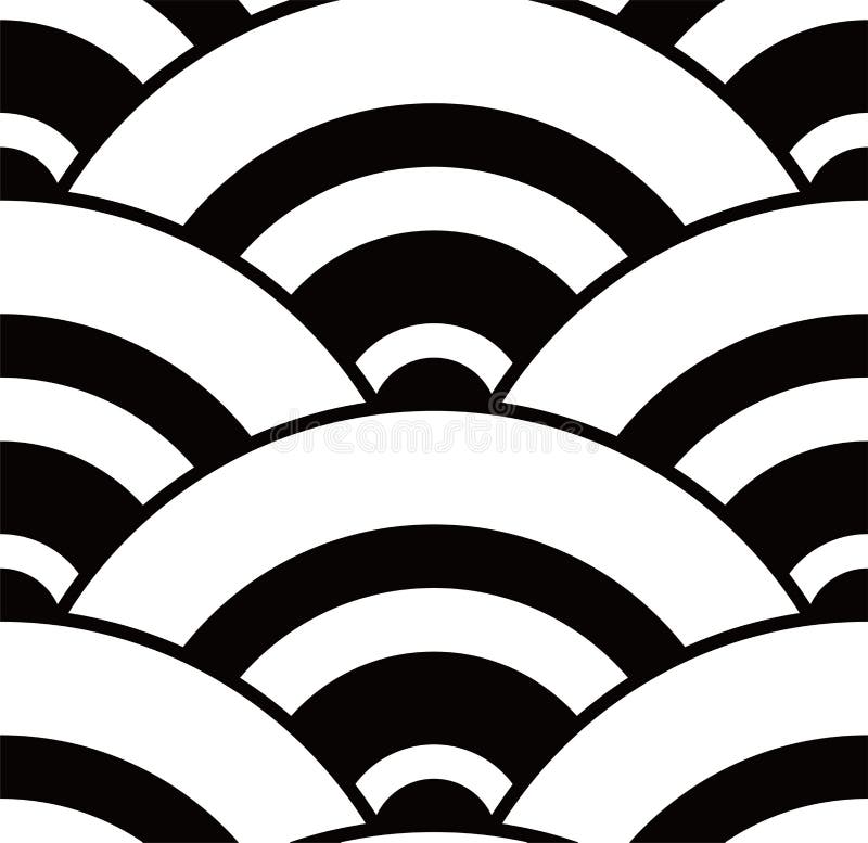 Monochrome Japanese Pattern of Waves Stock Vector - Illustration of ...