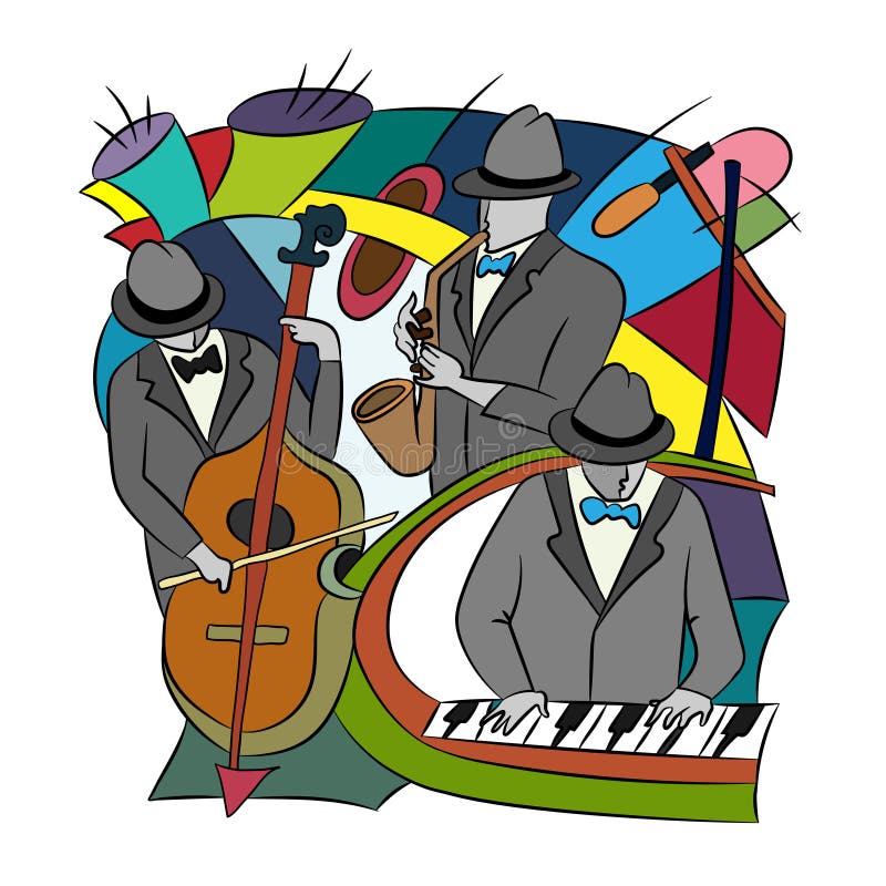 Illustration with Jazz Players. Stock Vector - Illustration of ...