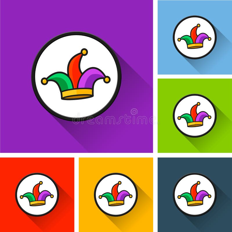 Jester Hat Icons with Long Shadow Stock Vector - Illustration of icon ...