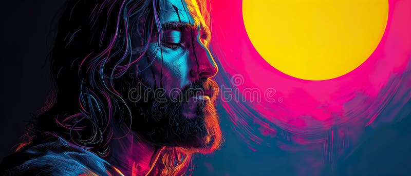 Illustration of the Face of Jesus Christ in Bright Colors Stock ...