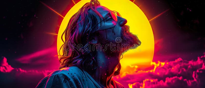 Illustration of the Face of Jesus Christ in Bright Colors Stock ...
