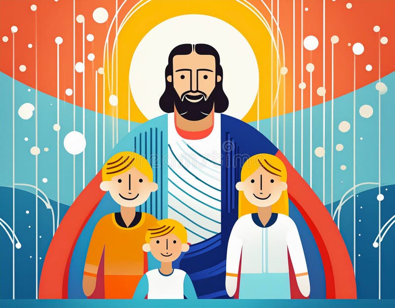 Jesus Christ with Children Drawing Stock Photo - Image of affection ...