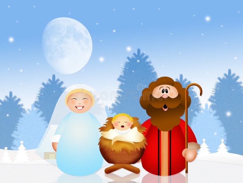 Joseph, Maria and Jesus Icon. Merry Christmas Design. Vector Gra Stock ...