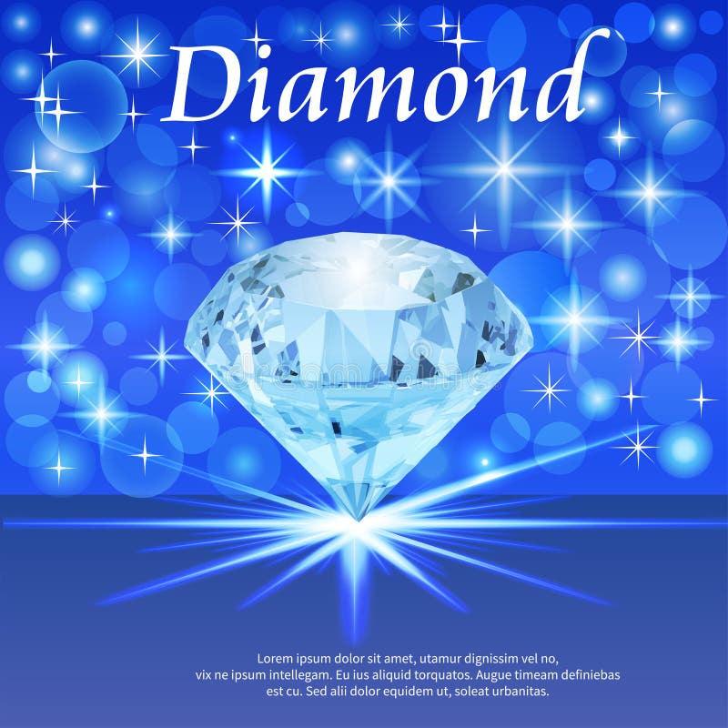 Jewelry Poster Diamond with Gem and Glitter Stock Vector - Illustration ...