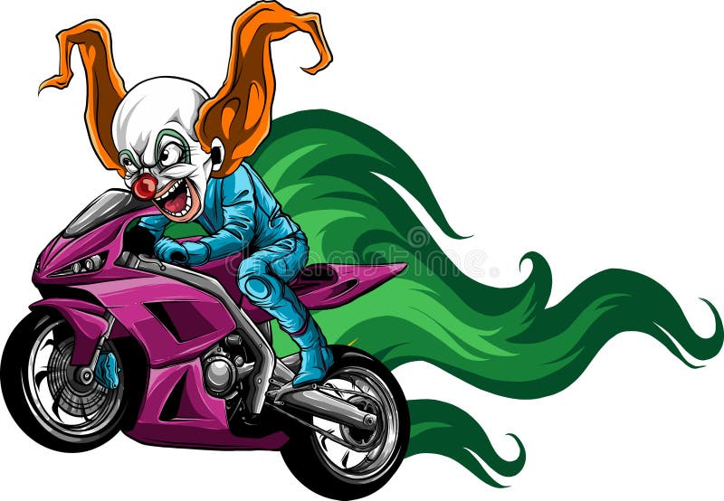 Vector Illustration Joker Biker Motorcycle Rider Racing Stock Vector ...