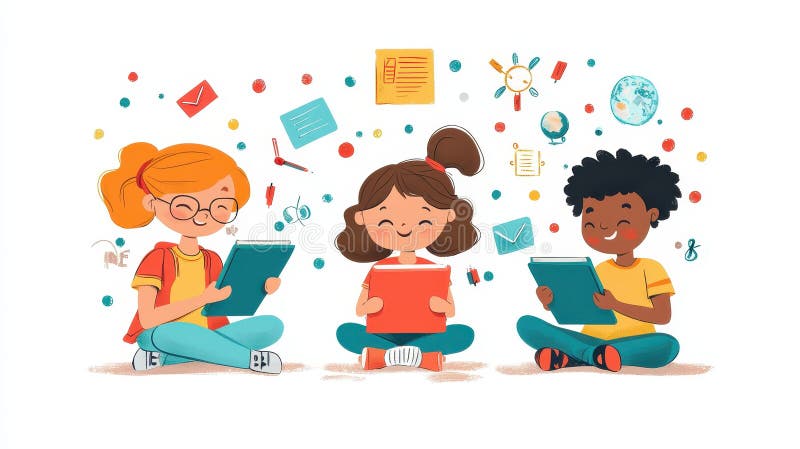 Illustration of Joyful Education Children Engaged in Creative Classroom ...