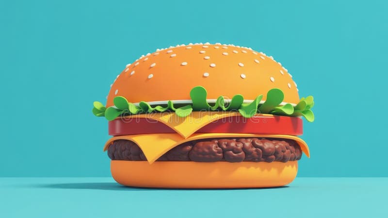 Illustration of Juicy Cheeseburger Isolated on Blue Background Stock ...