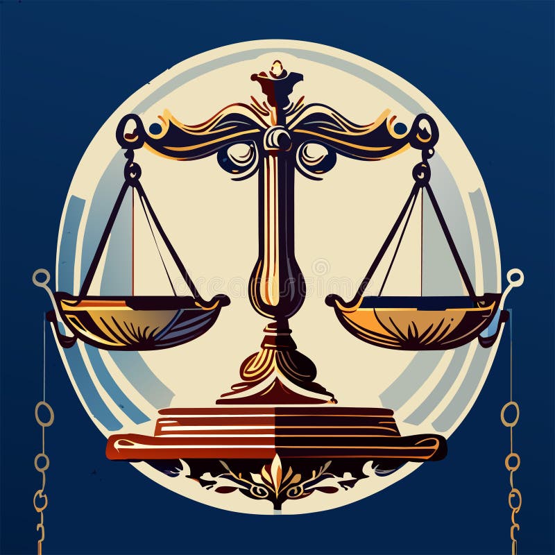 Illustration of a Justice Scale with Scales of Justice on a Blue ...