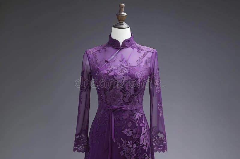Kebaya Purple, Simple Pattern, Long Sleeves, Half Sleeve with Tie in ...