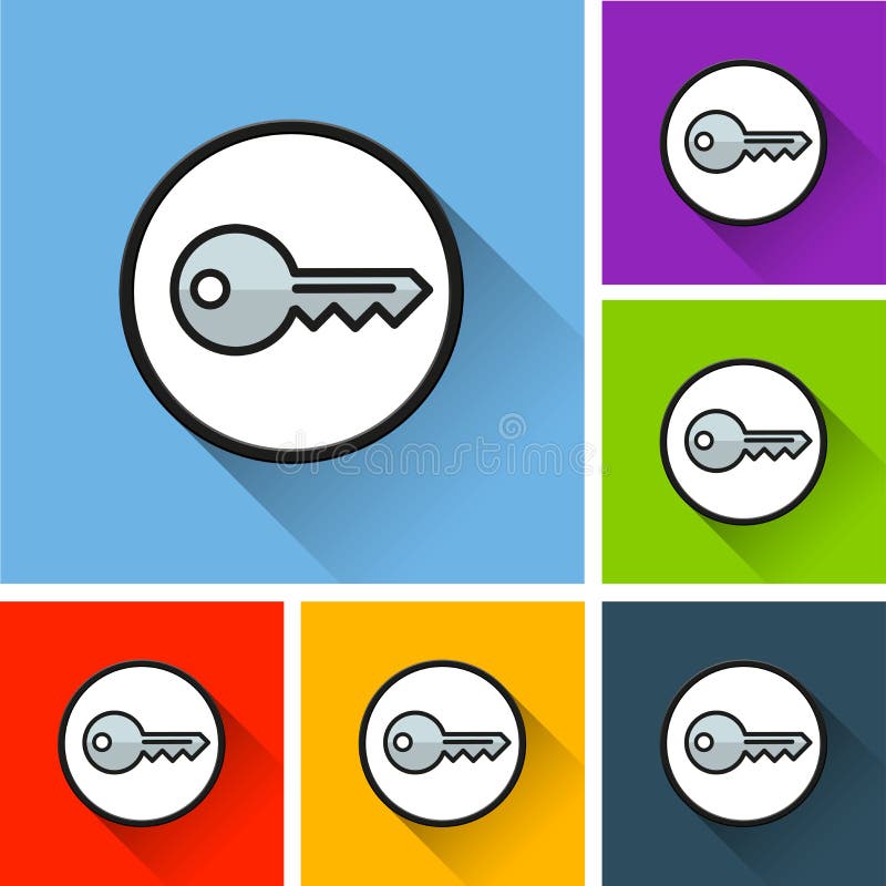 Key icons with long shadow stock vector. Illustration of unlock - 113536282