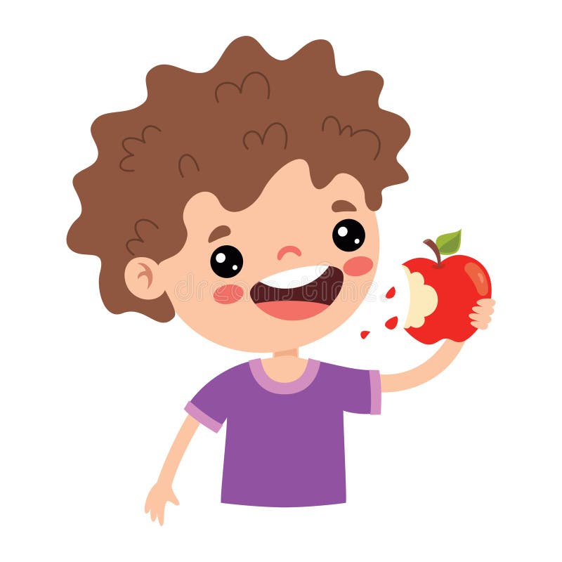 Illustration of Kid with Apple Stock Illustration - Illustration of ...
