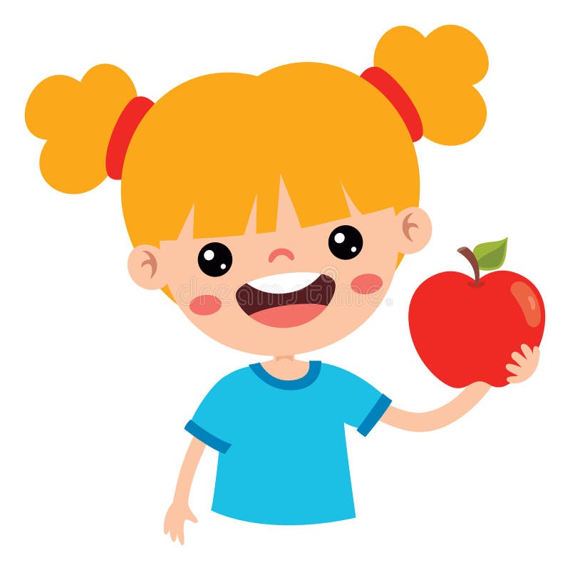 Illustration of Kid with Apple Stock Illustration - Illustration of ...
