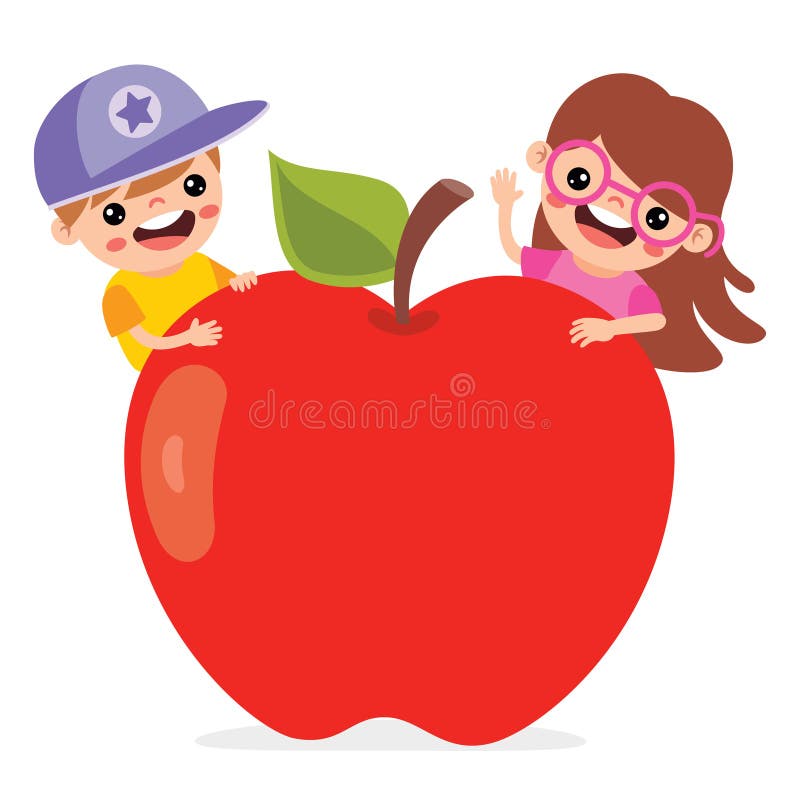 Illustration of Kid with Apple Stock Illustration - Illustration of ...