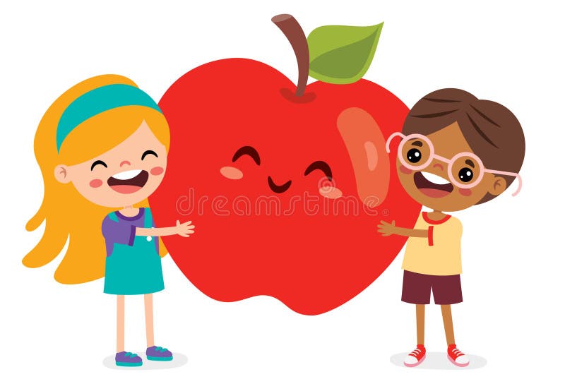 Illustration of Kid with Apple Stock Illustration - Illustration of ...