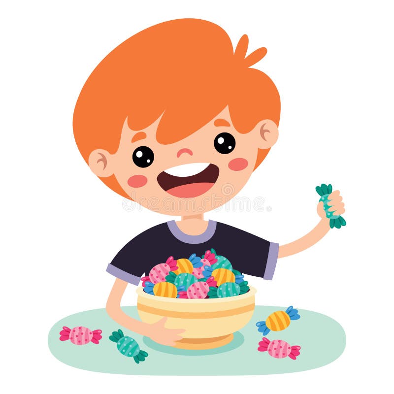 Illustration of Kid with Candy Stock Illustration - Illustration of ...