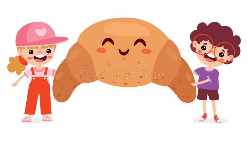 Illustration of Kid with Croissant Stock Illustration - Illustration of ...