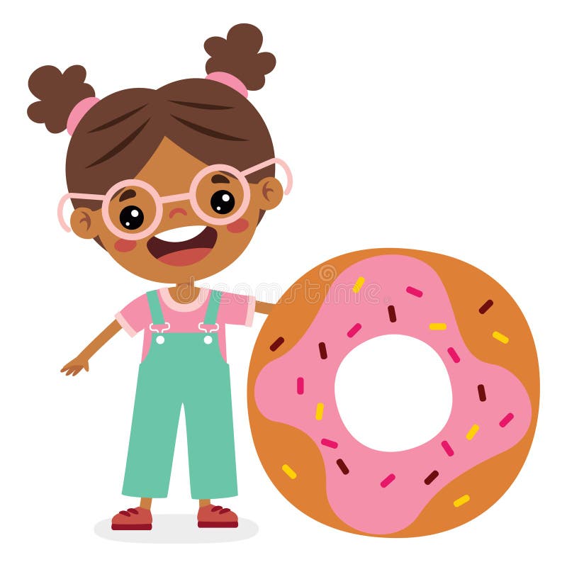 Illustration of Kid with Donut Stock Illustration - Illustration of ...