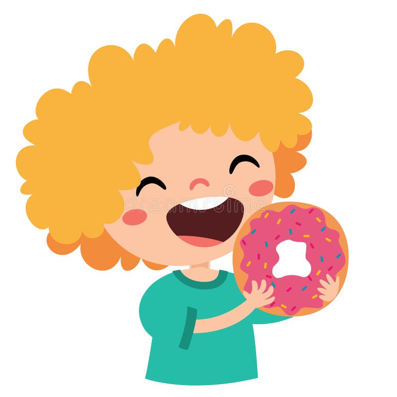 Illustration of Kid with Donut Stock Illustration - Illustration of ...