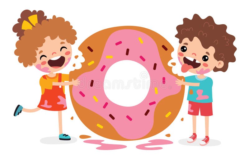 Illustration of Kid with Donut Stock Illustration - Illustration of ...