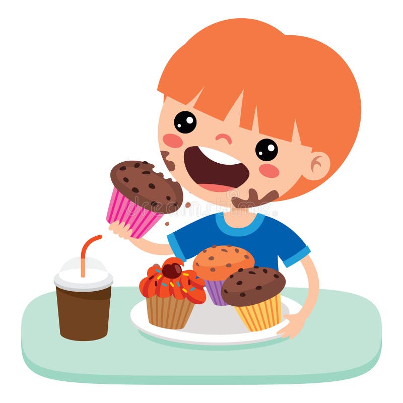 Illustration of Kid with Muffin Stock Illustration - Illustration of ...