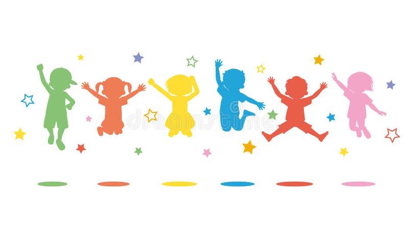 Kids jumping stock vector. Illustration of jump, colorful - 188684621