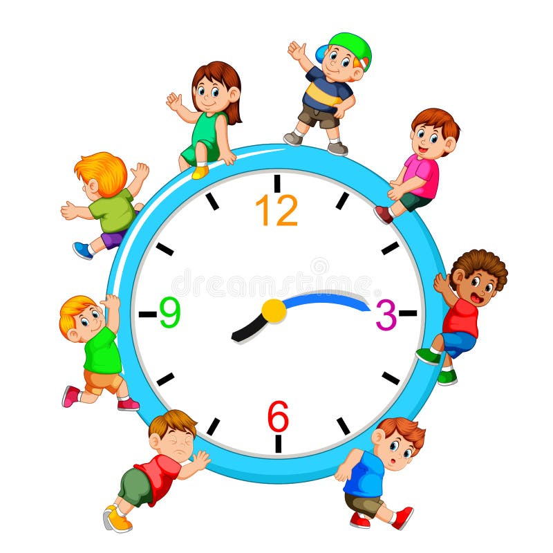 Kids Playing on Giant Clock Stock Vector - Illustration of minute, play ...