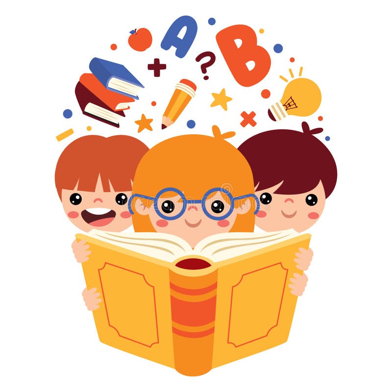 Illustration of Kids Reading Book Stock Illustration - Illustration of ...