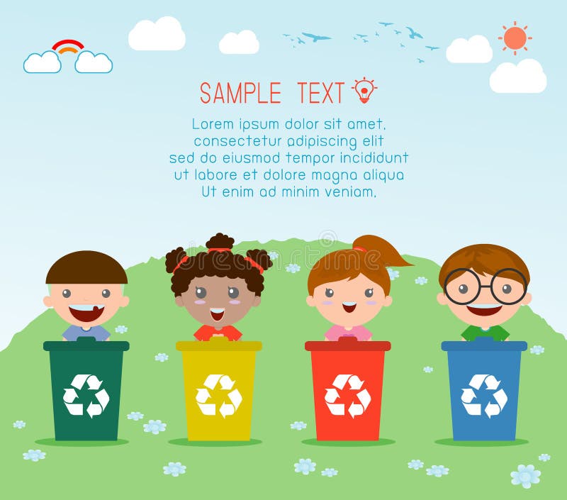 Illustration of Kids Segregating Trash, Recycling Trash, Save the World ...