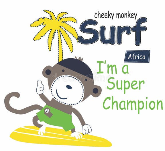Kids Surf Monkey Print Vector Art Stock Vector - Illustration of ...