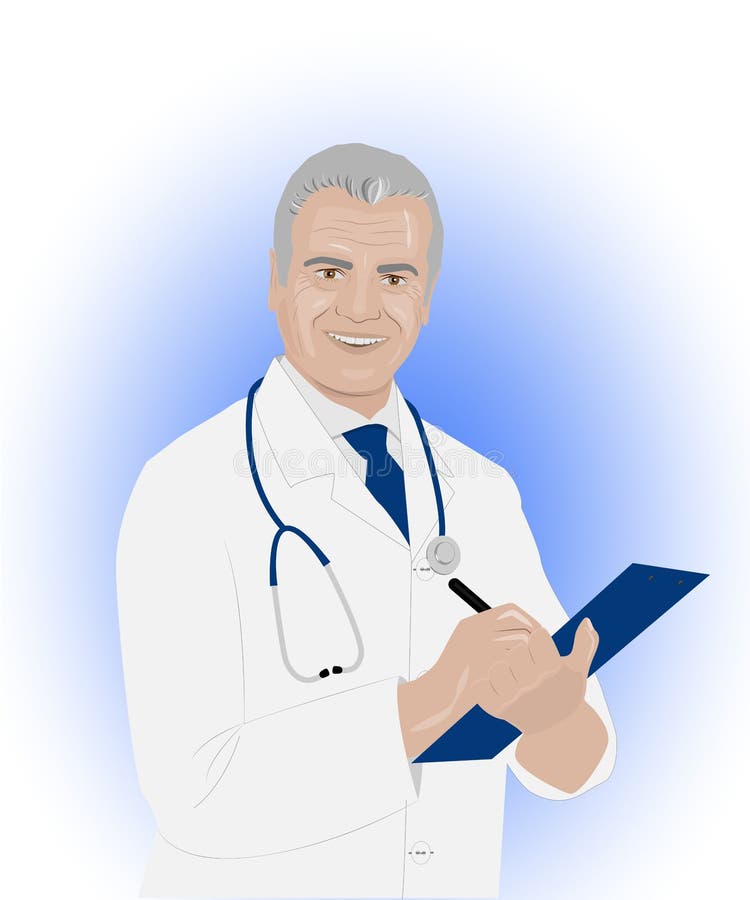 Illustration of a Kind Doctor Man Stands Smiling Stock Illustration ...