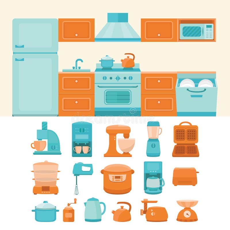 Illustration of Kitchen Appliances. Stock Illustration - Illustration ...