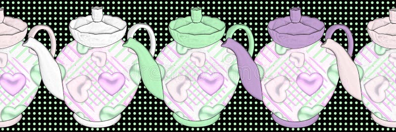 Illustration with Kitchenware for Tea Party, Seamless Pattern. Stock ...