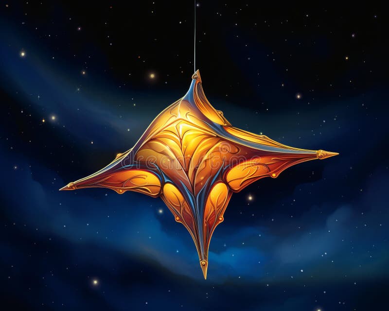An Illustration of a Kite Hanging in the Night Sky Stock Illustration ...