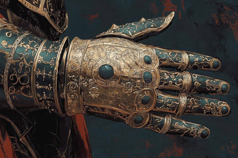 Illustration of a Knight S Hand Wearing Gauntlet with Intricate ...