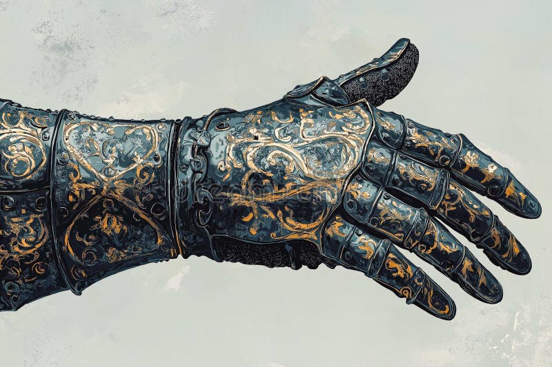 Illustration of a Knight S Hand Wearing Gauntlet with Intricate ...