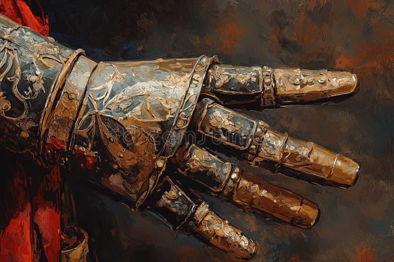 Illustration of a Knight S Hand Wearing Gauntlet with Intricate ...