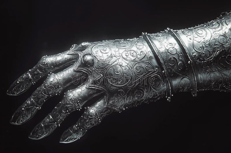 Illustration of a Knight S Hand Wearing Gauntlet with Intricate ...