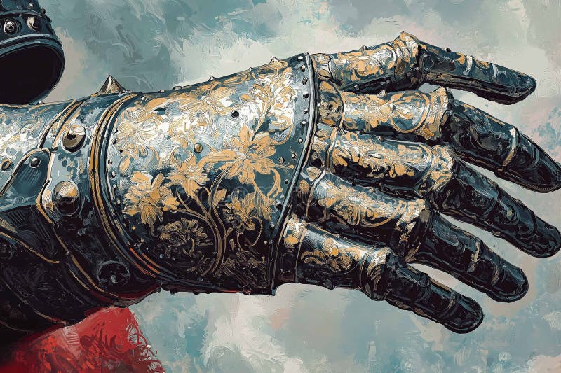 Illustration of a Knight S Hand Wearing Gauntlet with Intricate ...
