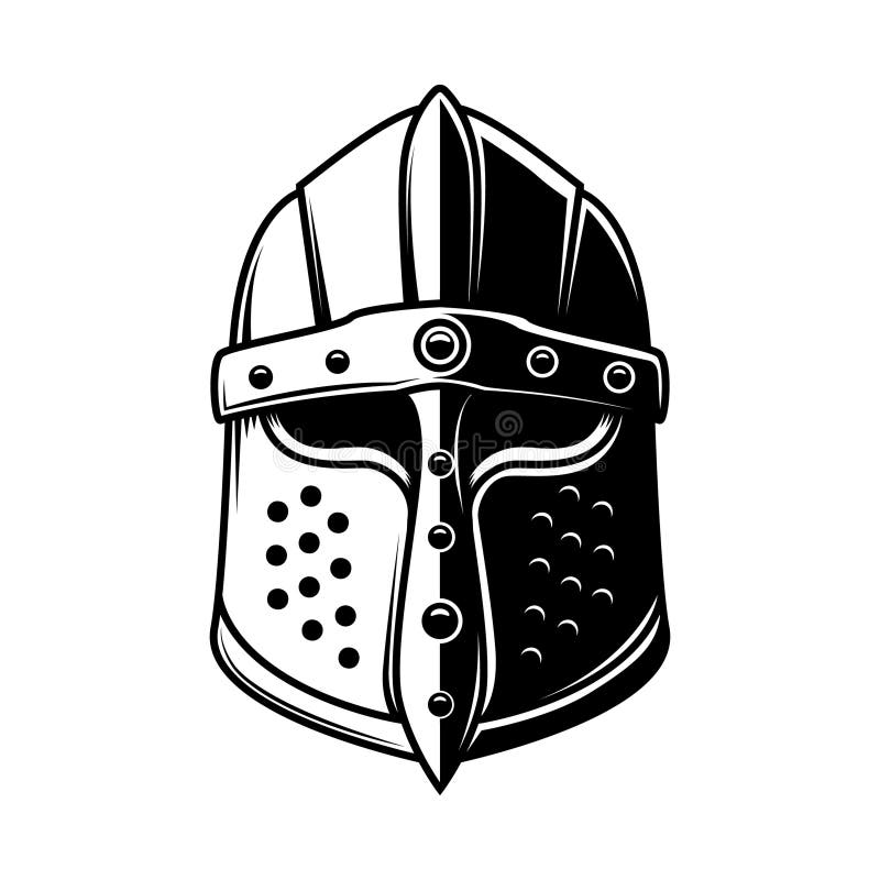 Illustration of Knight S Helmet in Engraving Style. Design Element for ...