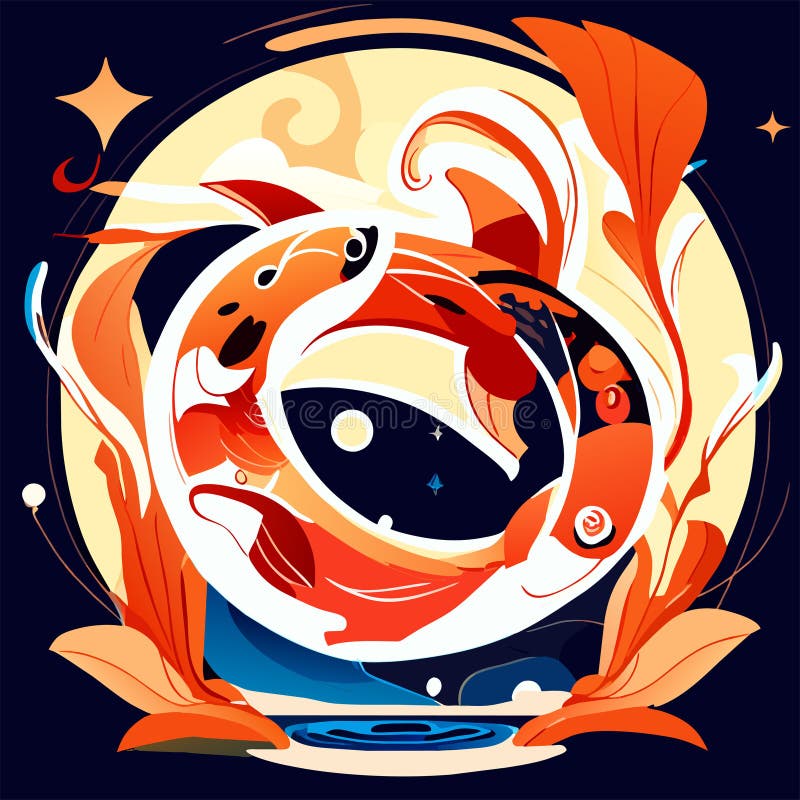 Illustration of a Koi Fish in a Circle with a Pattern AI Generated ...